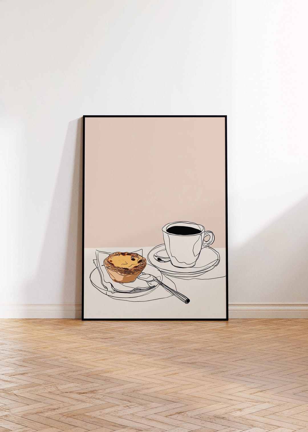 Pastel De Nata and Coffee Wall Art, Minimalist Neutral Kitchen Decor ...