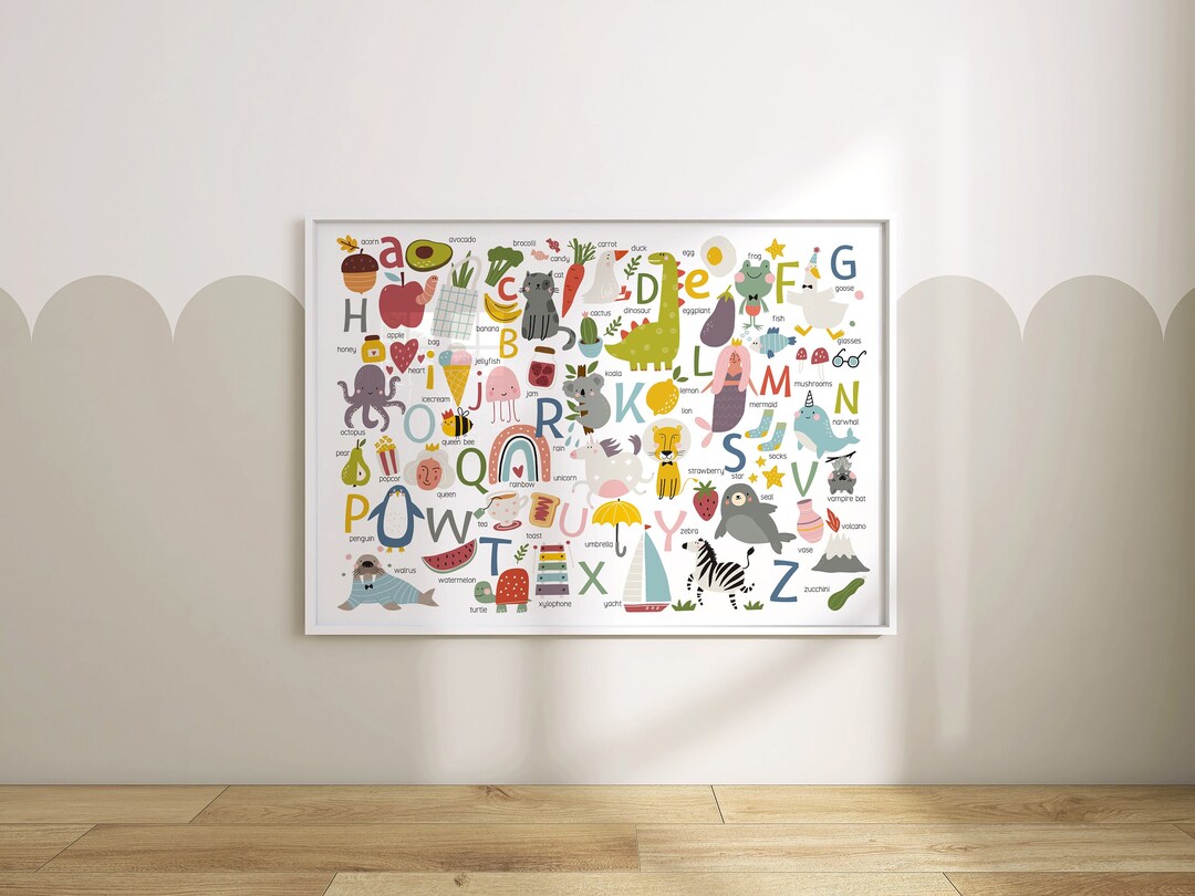 Alphabet Print, Landscape, Nursery Decor, Nursery Wall Art, Kids Room ...