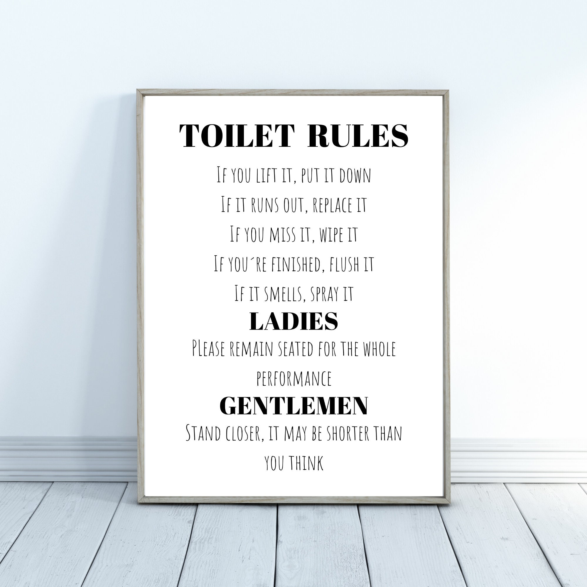 Flush the toilet toilet prints bathroom rules | Etsy