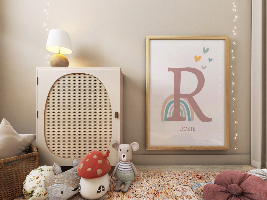 Initial Rainbow Print, Personalized Nursery Print, Nursery Decor ...