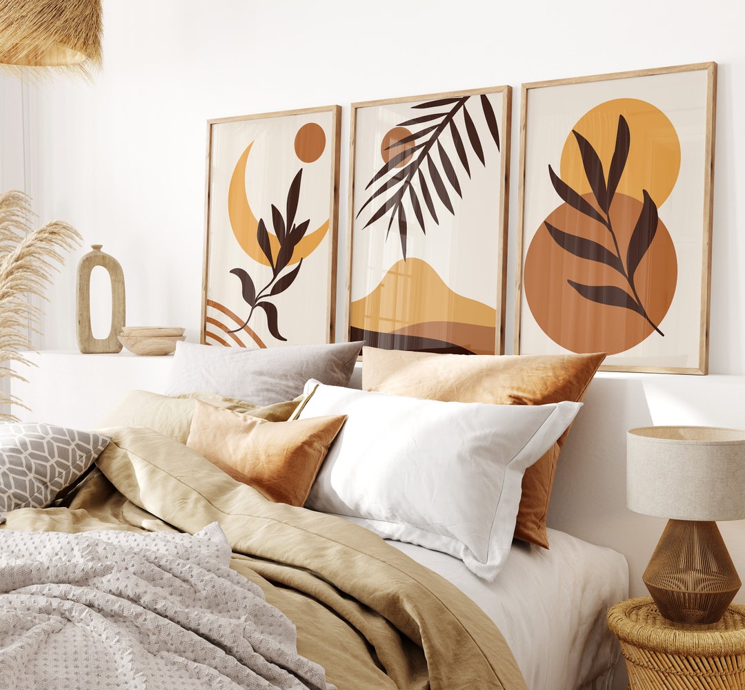 Boho Abstract Wall Art Prints, Set of 3 Prints, Beige, Terracotta ...