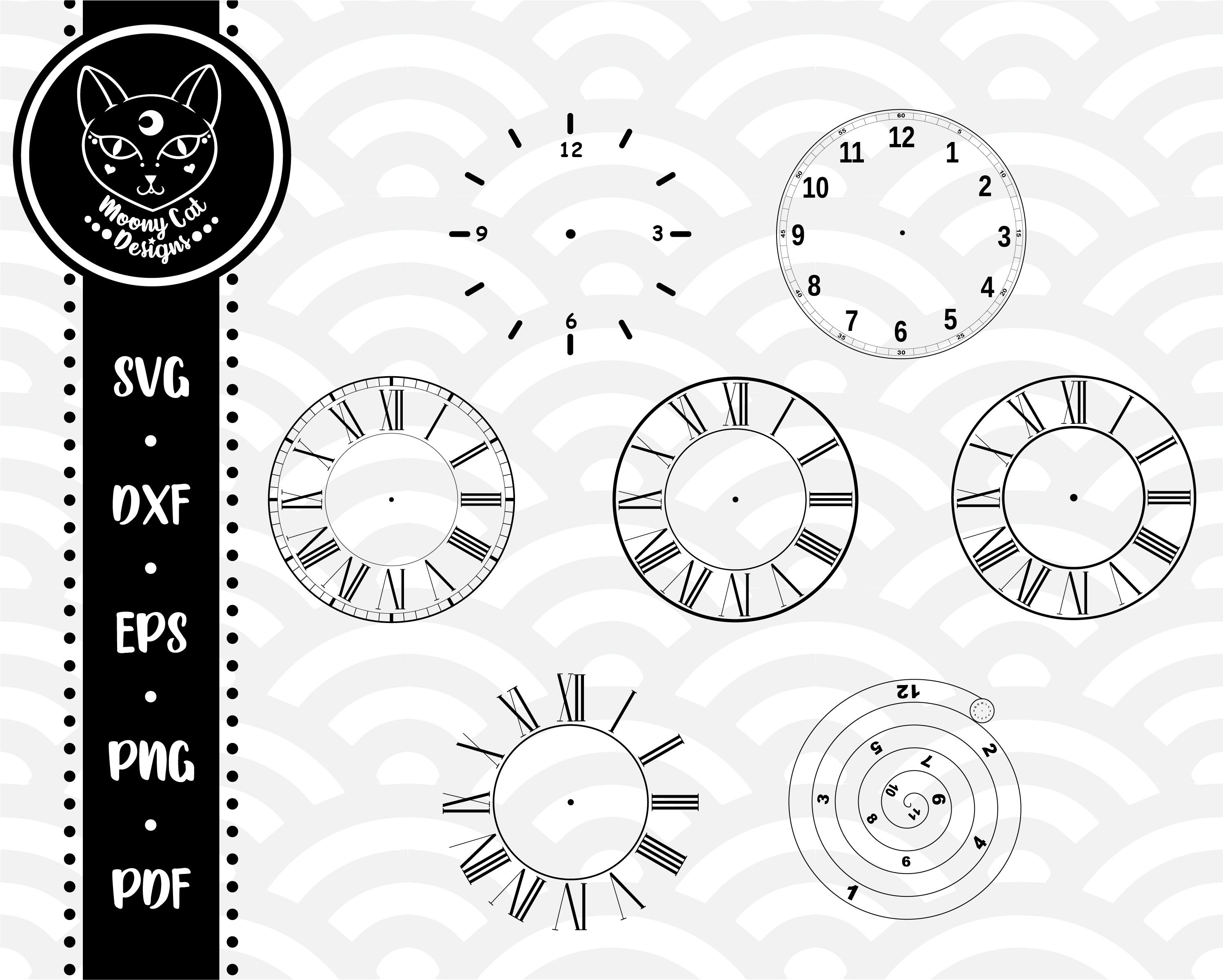 7 Clocks Faces SVG Bundle SVG Cut Files Commercial Use | Etsy