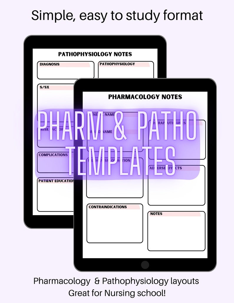 Pharmacology and Pathophysiology Note Taking Templates [BLANK] - Etsy