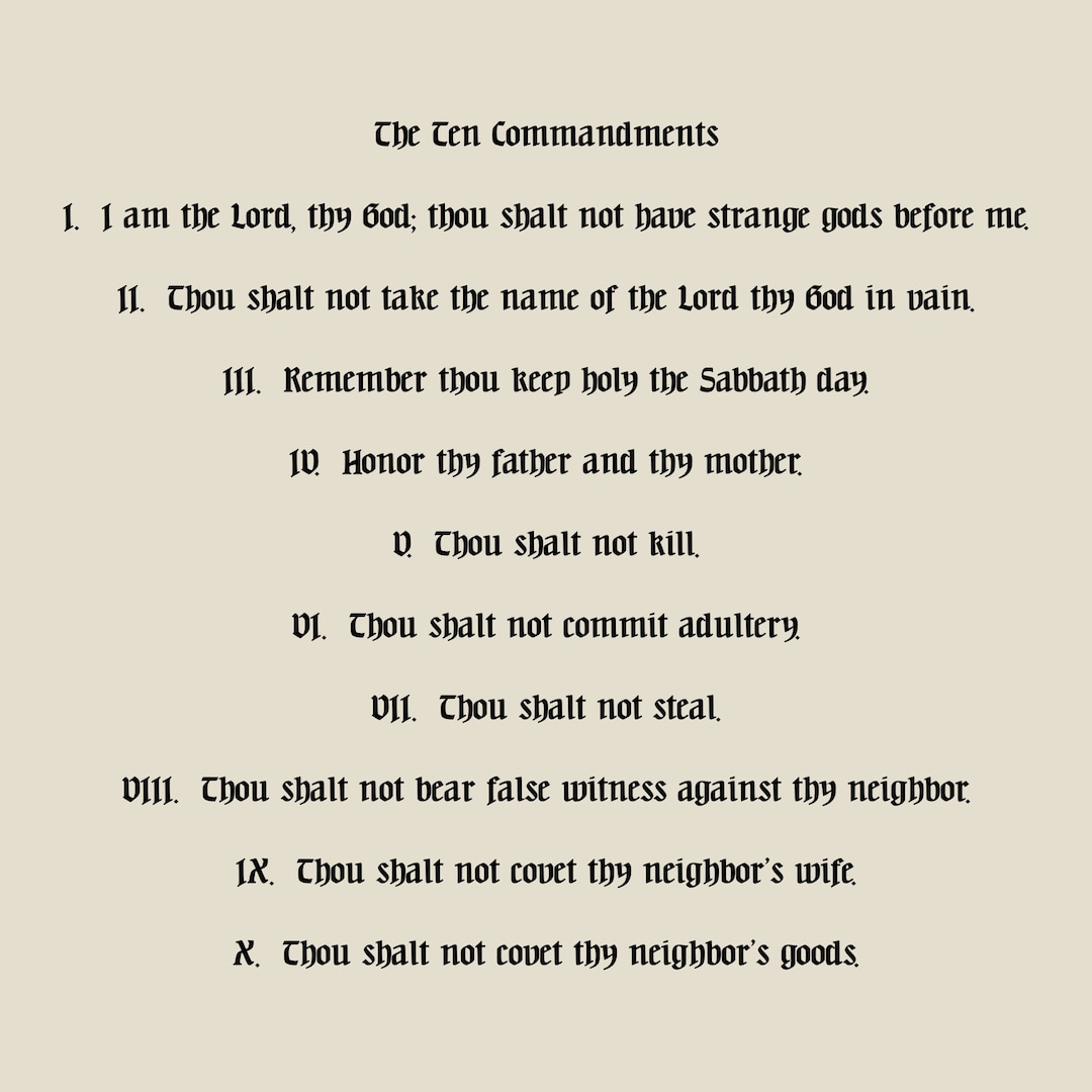 Catholic Ten Commandments in Traditional Language, Thou Shalt Not ...