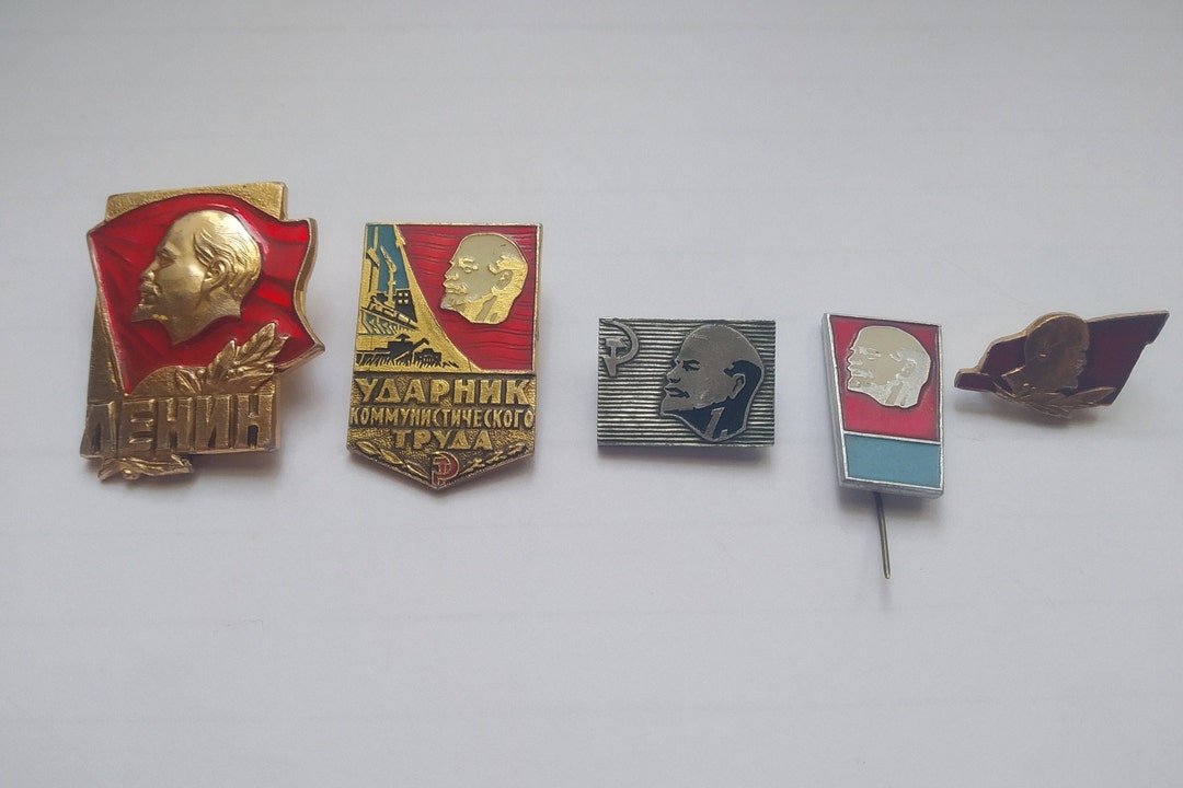 Lenin Vintage Pins,set of 5 Soviet Badges, Soviet Badge, USSR Badge ...