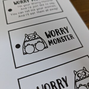 Worry Monster Tag Printable PDF - Etsy