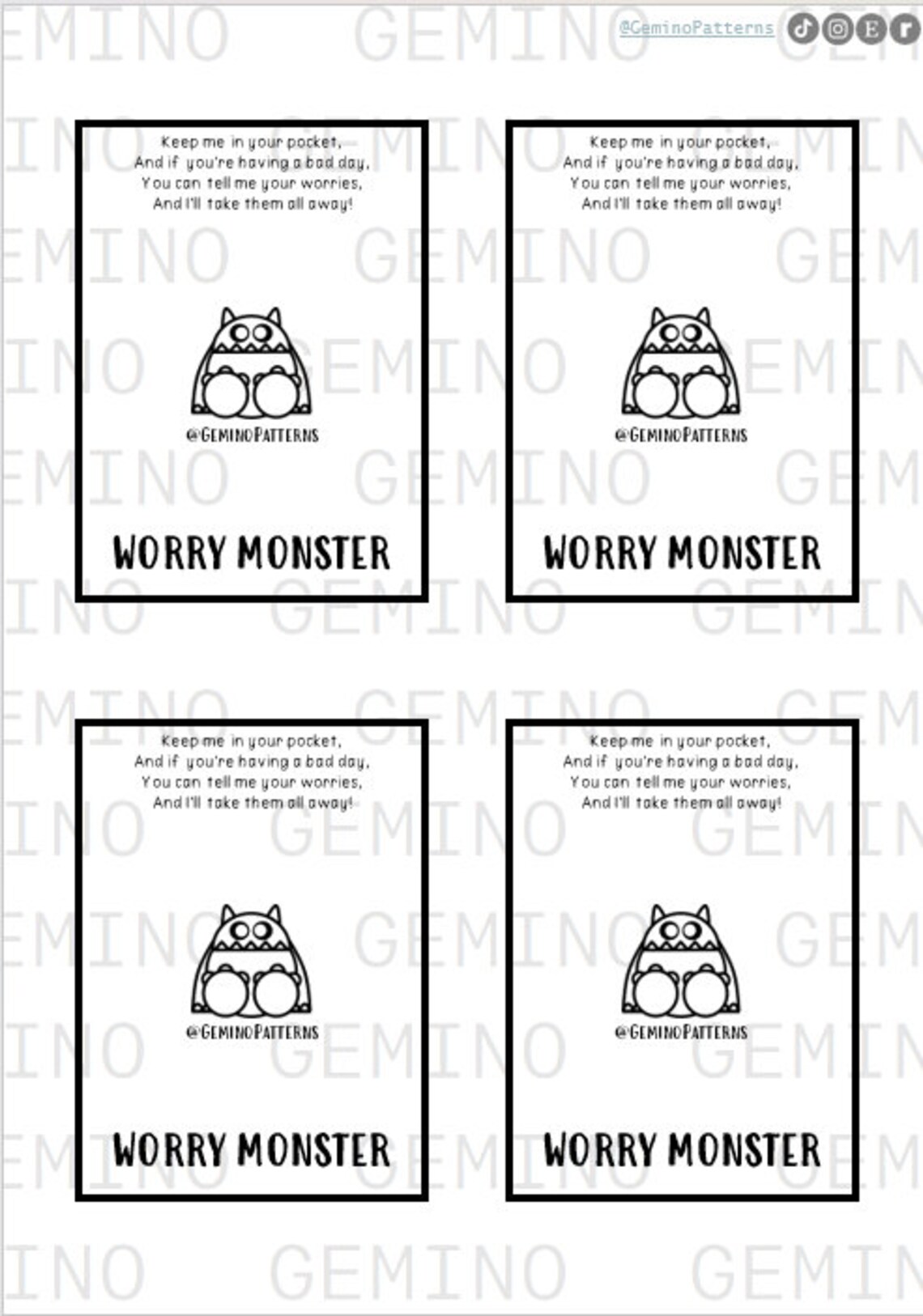 Pocket Monster Backing Card Printable PDF - Etsy
