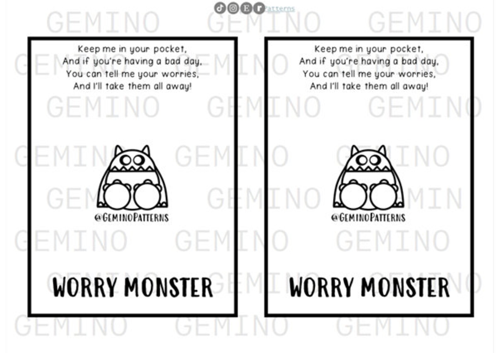 Pocket Monster Backing Card Printable PDF - Etsy