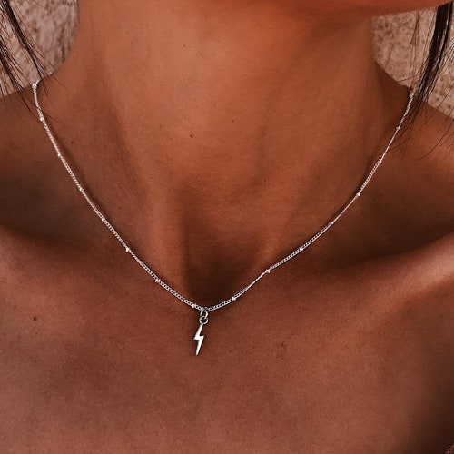 Crystal Lightning Bolt Necklace - Etsy