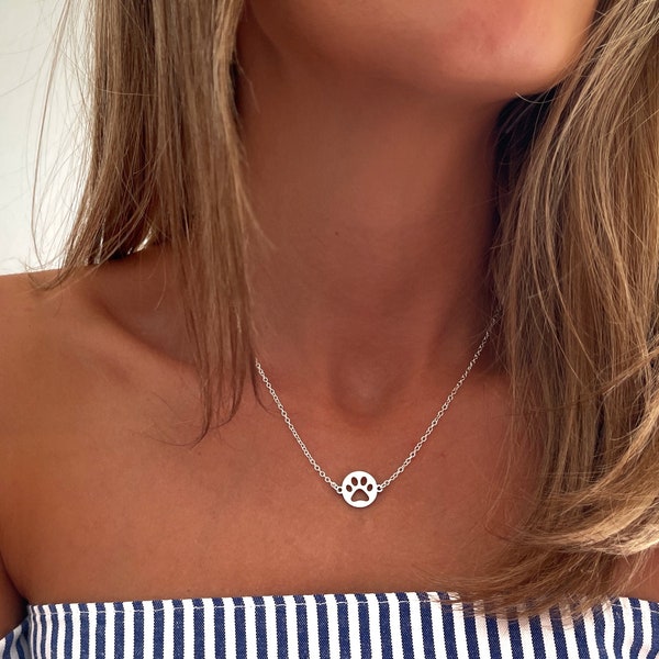 Paw Print Necklace - Etsy