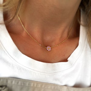 Flower Necklace, Tiny Flower Necklace, White Flower Necklace, Gifts for ...