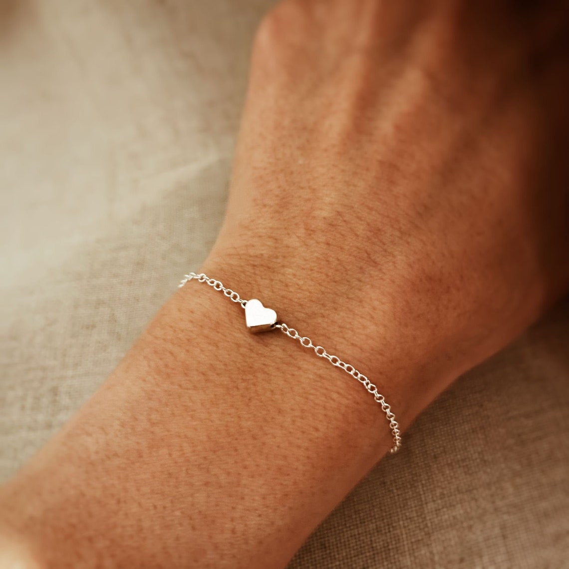 Tiny Silver Heart Bracelet- Small Heart Bracelet - Simple Bracelet ...