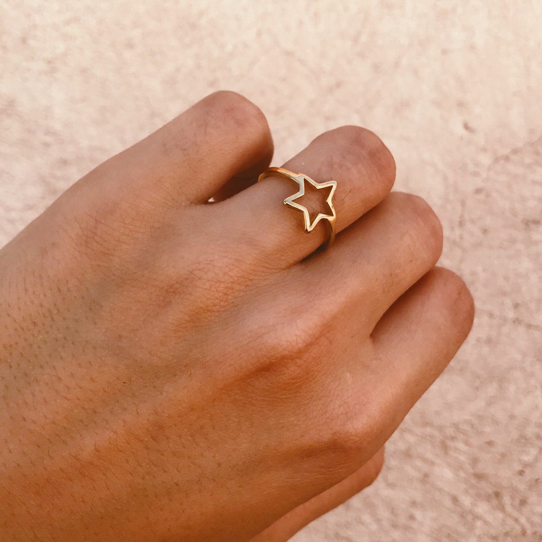 Star Shaped Ring - Hollow Star Ring - Minimalist - Handmade Jewelry ...