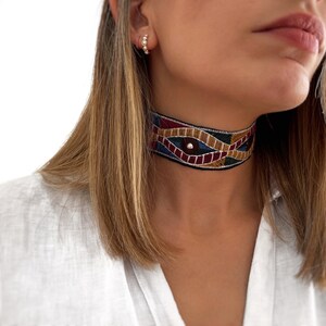 Fabric Choker - Bohemian Choker - Aztec Choker Necklace - Hippie Choker ...