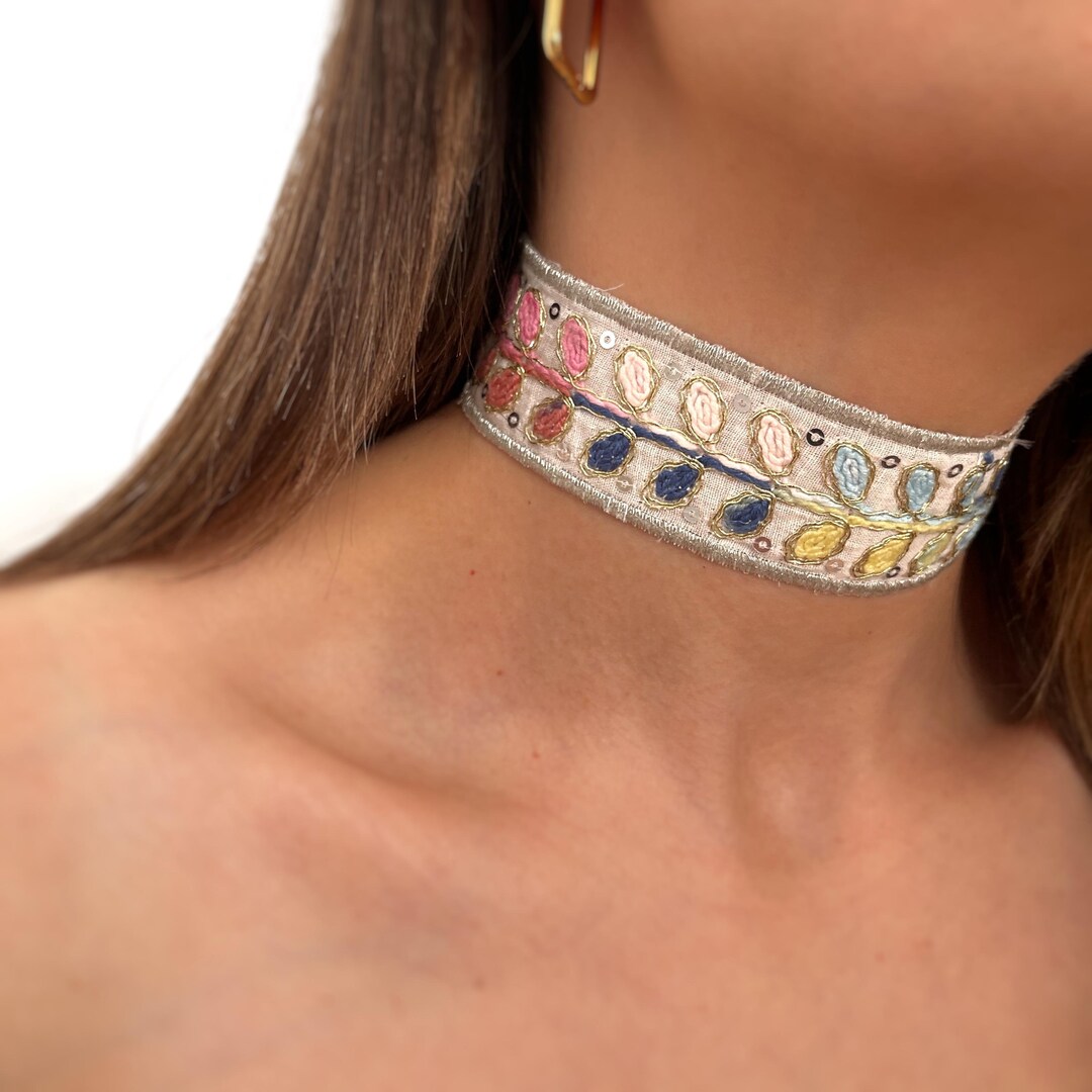 Fabric Choker - Bohemian Style Fabric Choker - Floral Print Fabric ...