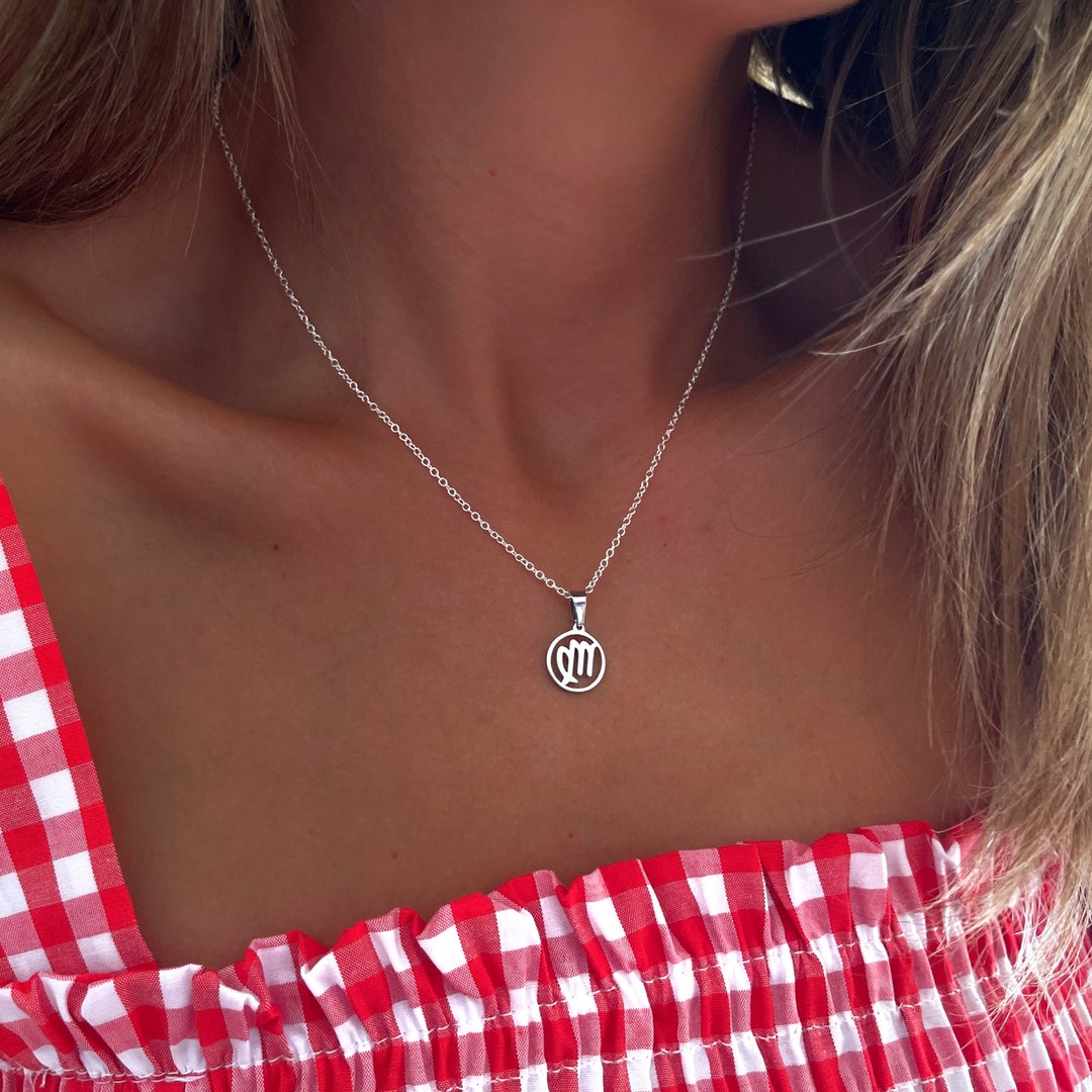 Circle and Symbol Pendant Necklace - Delicate Necklace - Simple ...