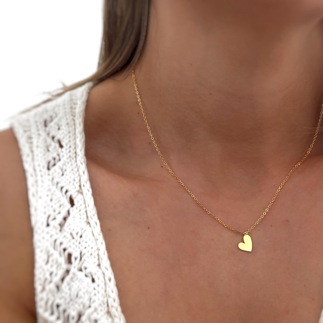 Heart Shaped Necklace - Chunky Heart Necklace - Delicate Necklace ...
