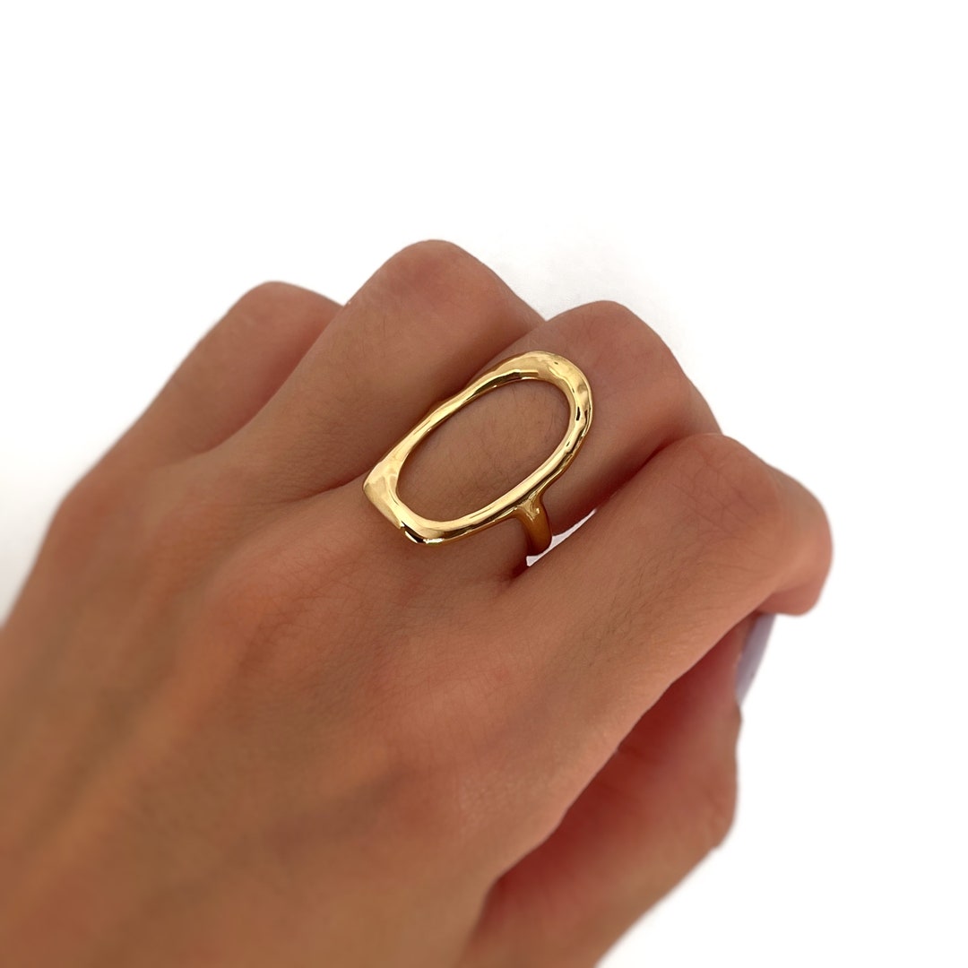 Circle Shaped Ring - Open Circle Ring - Oval Shaped Ring - Geometric ...