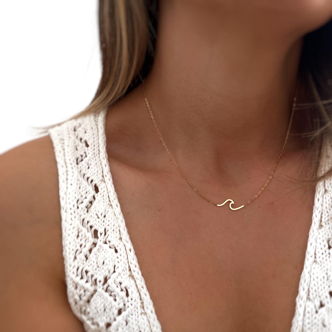 Wave Necklace Wave Necklace in Silver and Gold Beach Jewelry Ocean ...