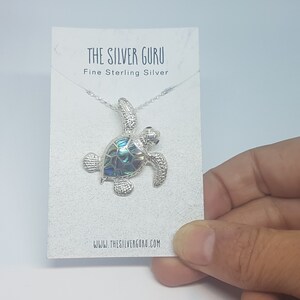 Abalone Shell & Sterling Silver Turtle Necklace - Etsy