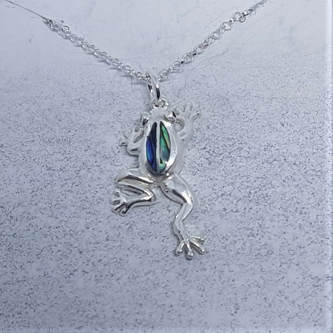 Abalone Shell & Sterling Silver Frog Necklace - Etsy
