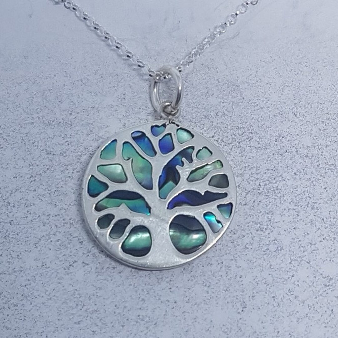 Abalone Shell & Sterling Silver Overlay Tree of Life Pendant - Etsy