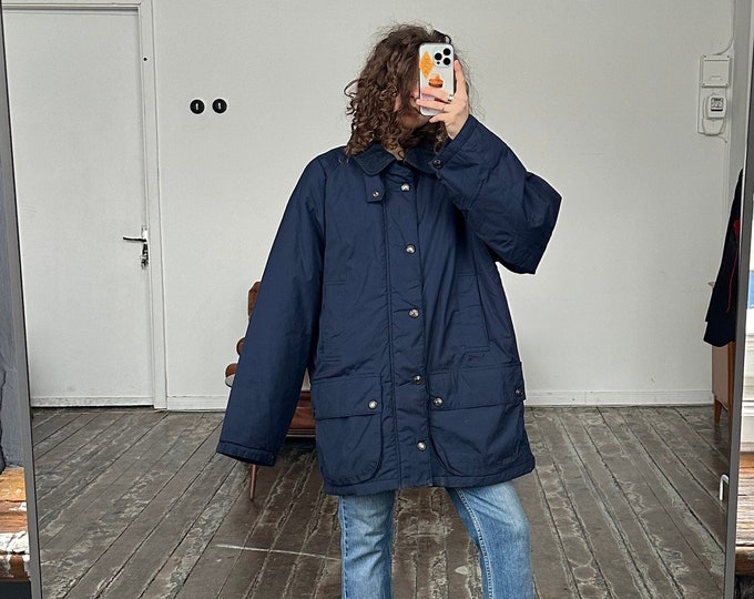 Vintage 90s Blue Jacket, Oversized Parka - Etsy