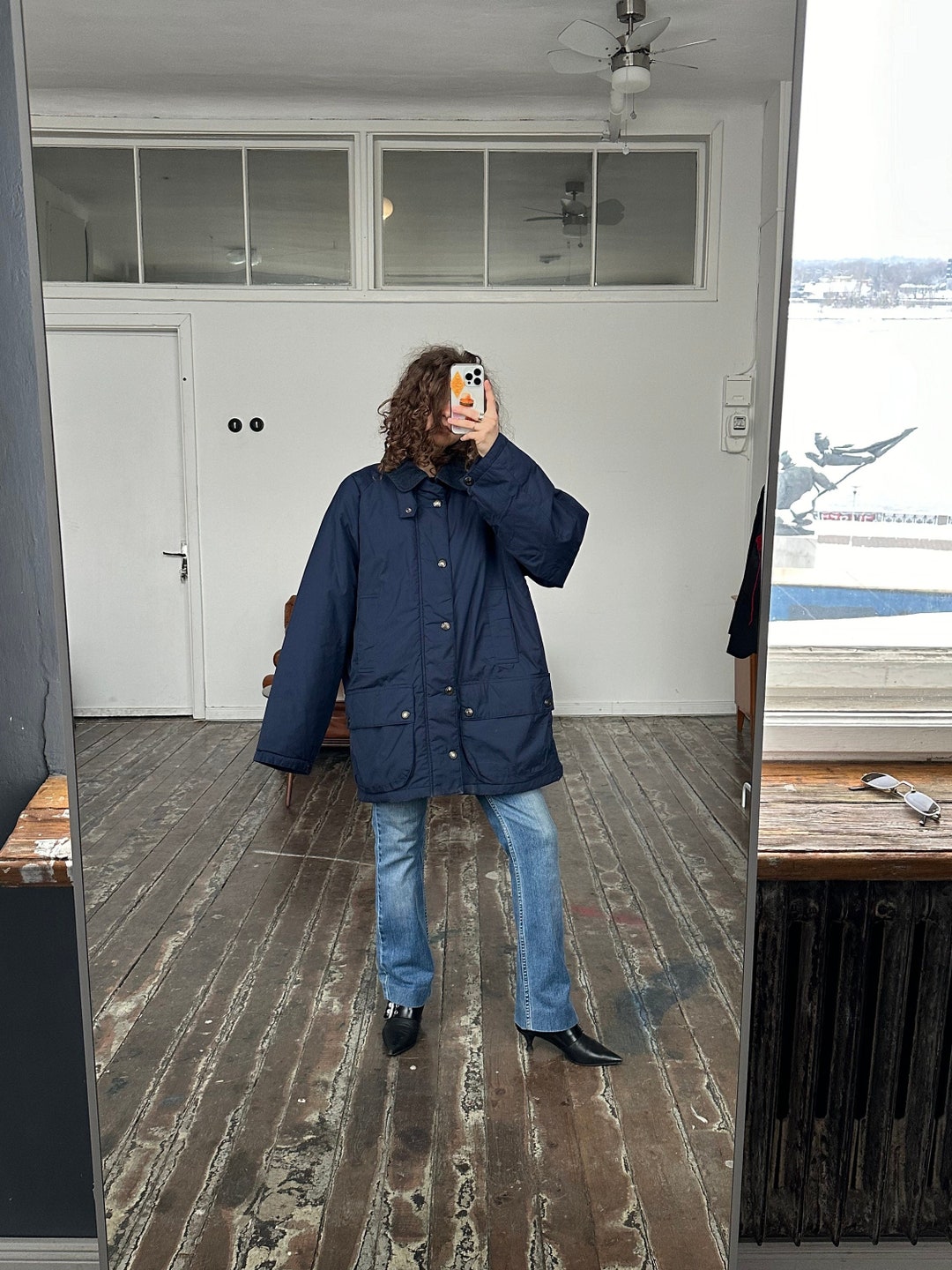 Vintage 90s Blue Jacket, Oversized Parka - Etsy