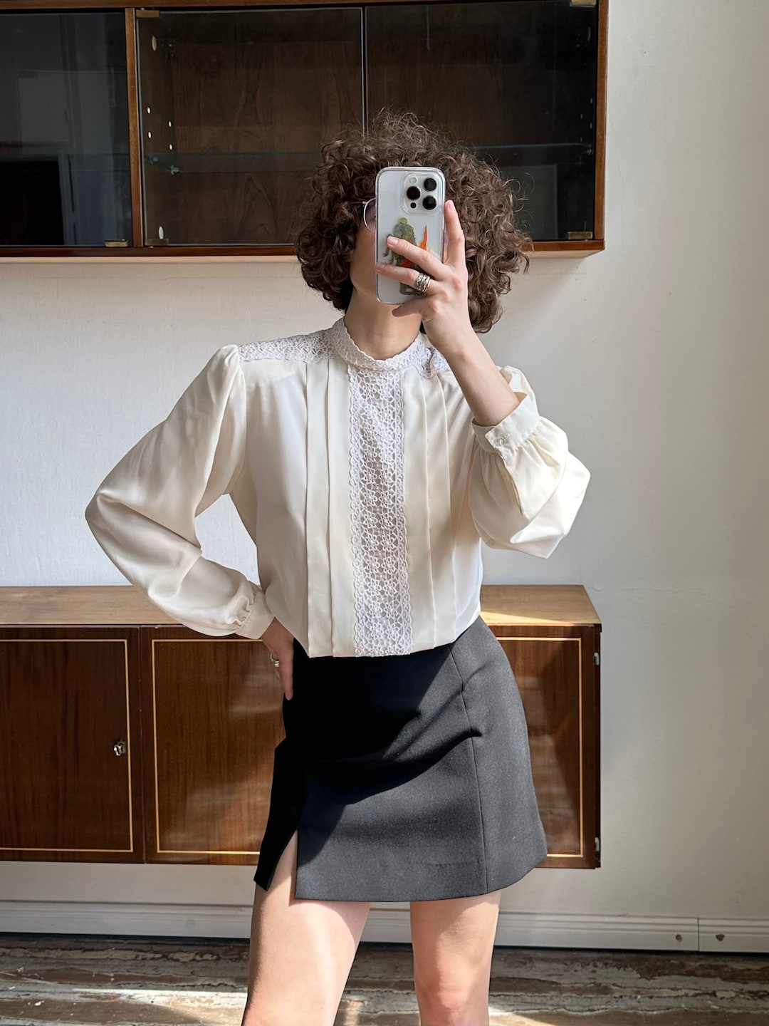 Vintage Drape Front Blouse, Chiffon Blouse in Cream - Etsy