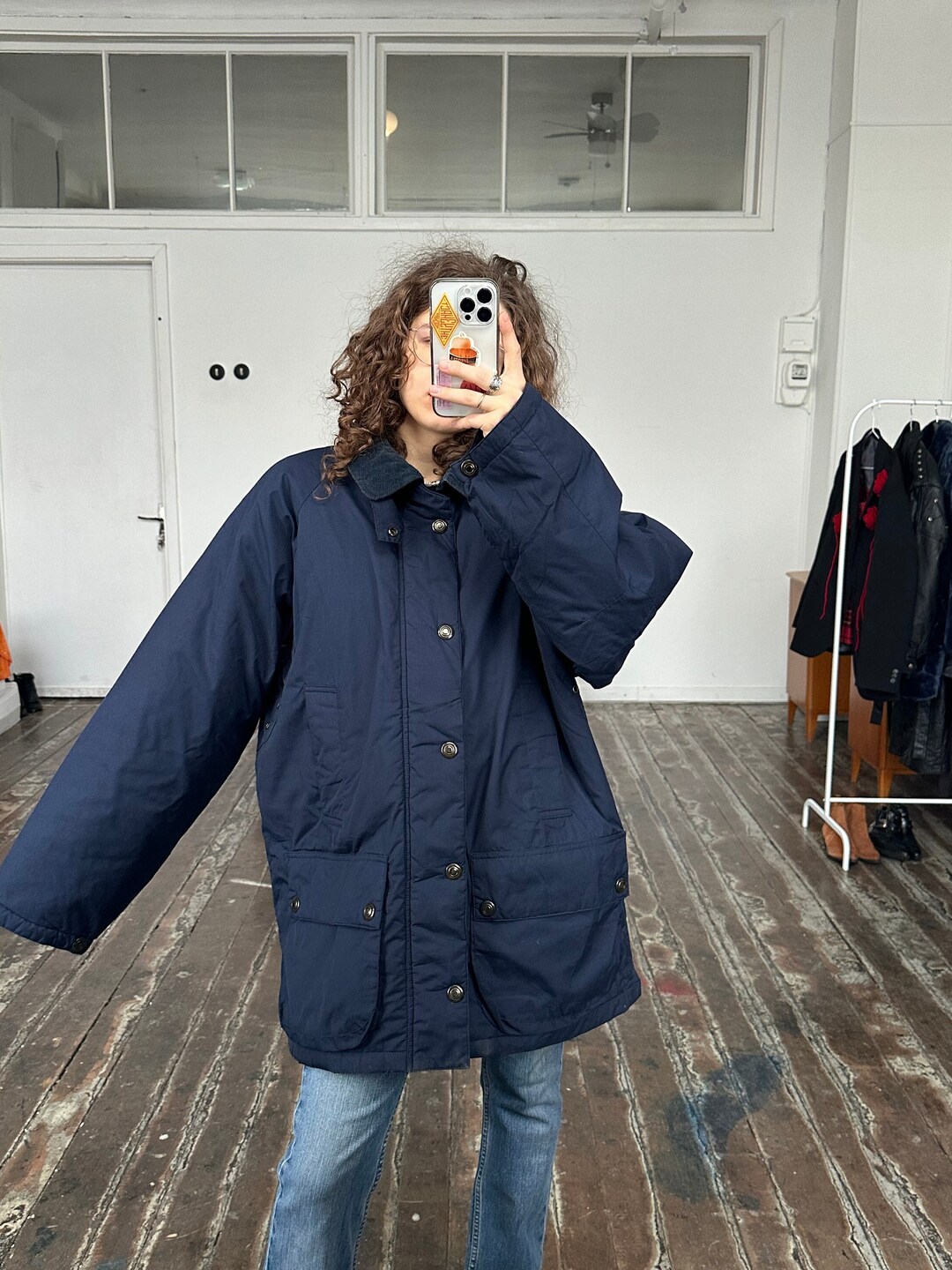 Vintage 90s Blue Jacket Oversized Parka - Etsy