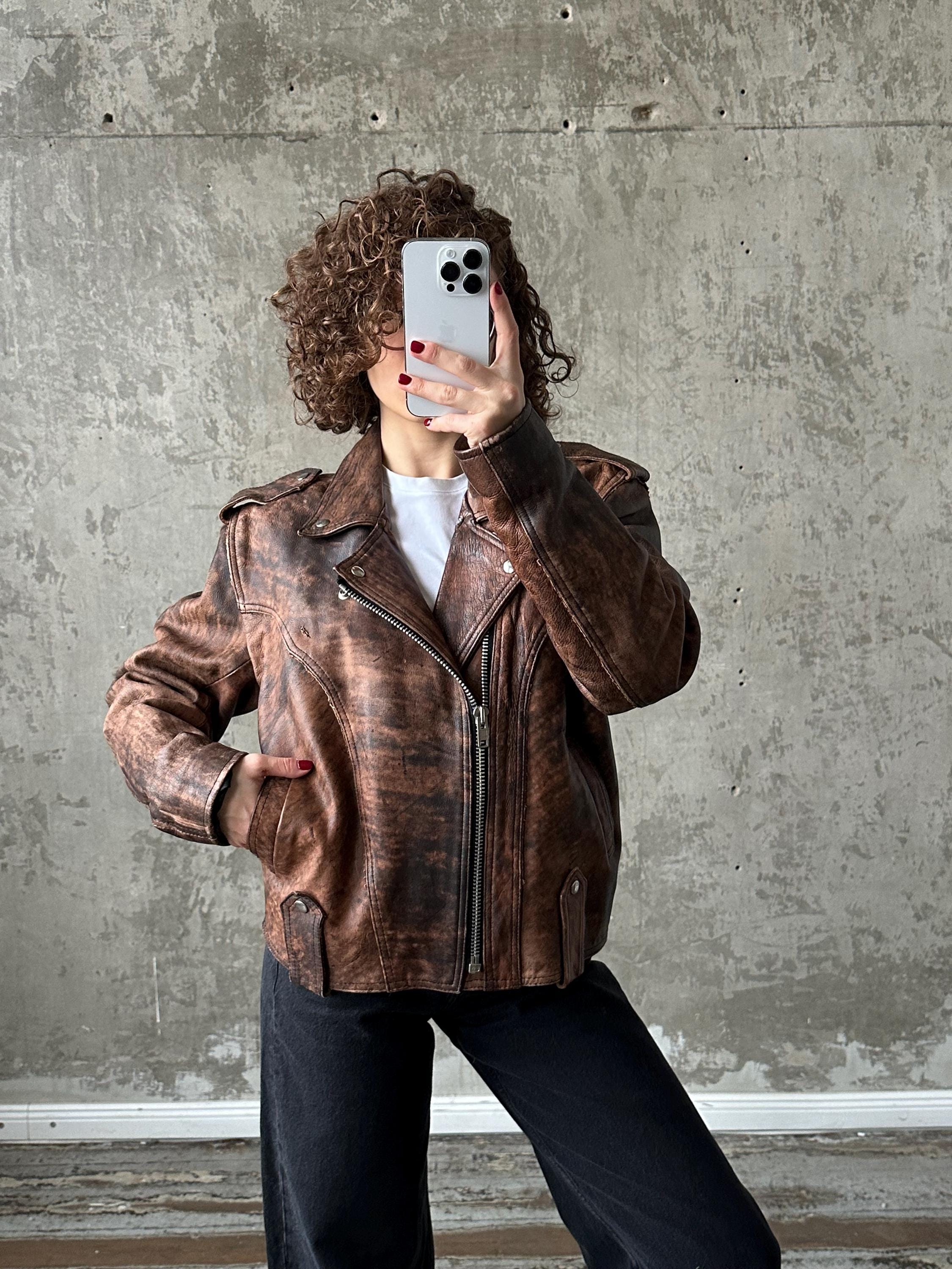 Vintage Leather Bomber Jacket Distressed - Etsy Vintage Leather Bomber Jacket Distressed - Etsy