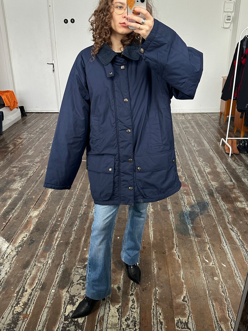 Vintage 90s Blue Jacket Oversized Parka - Etsy