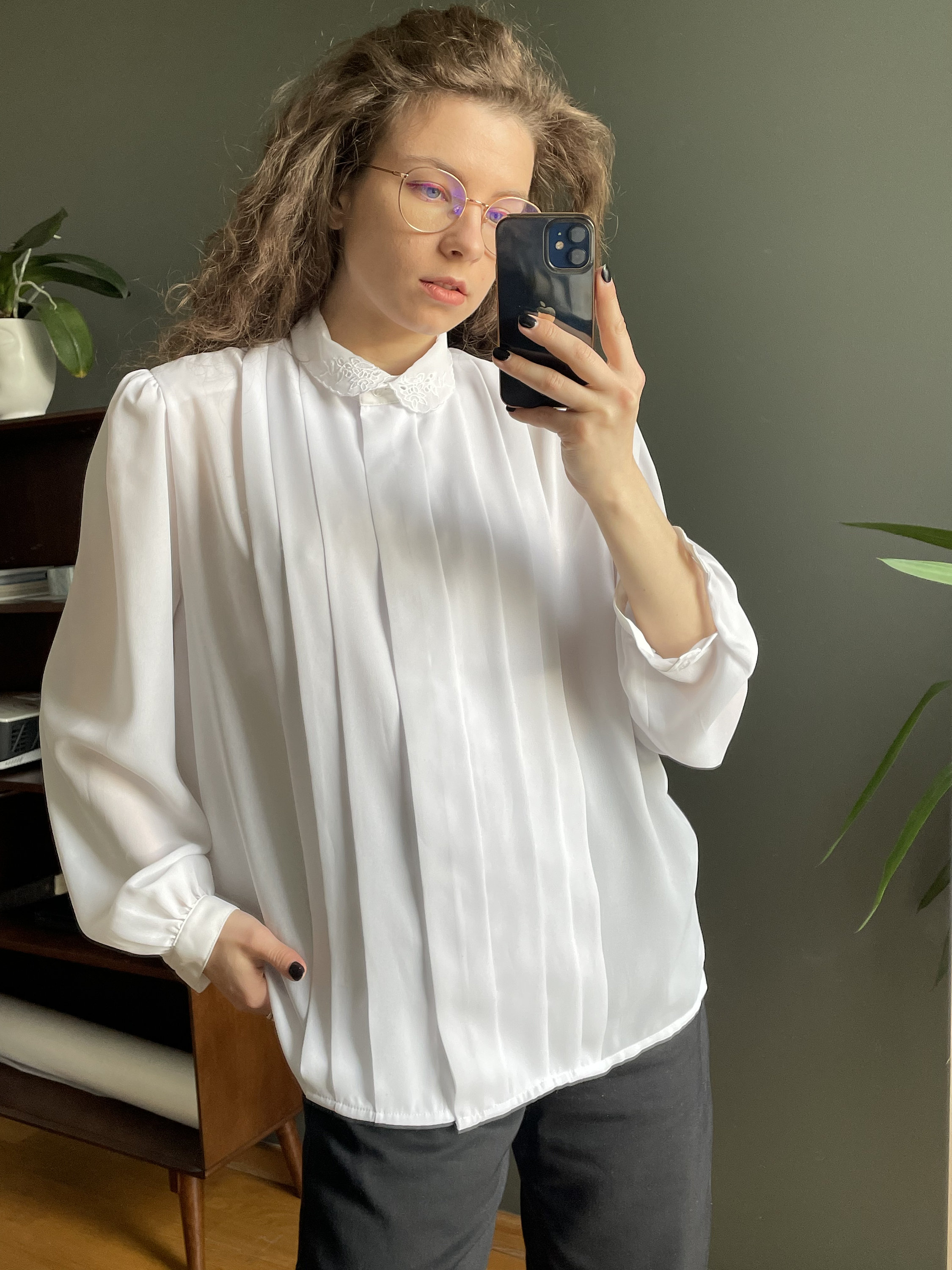 Vintage Women Blouse in White, Pleated Blouse - Etsy