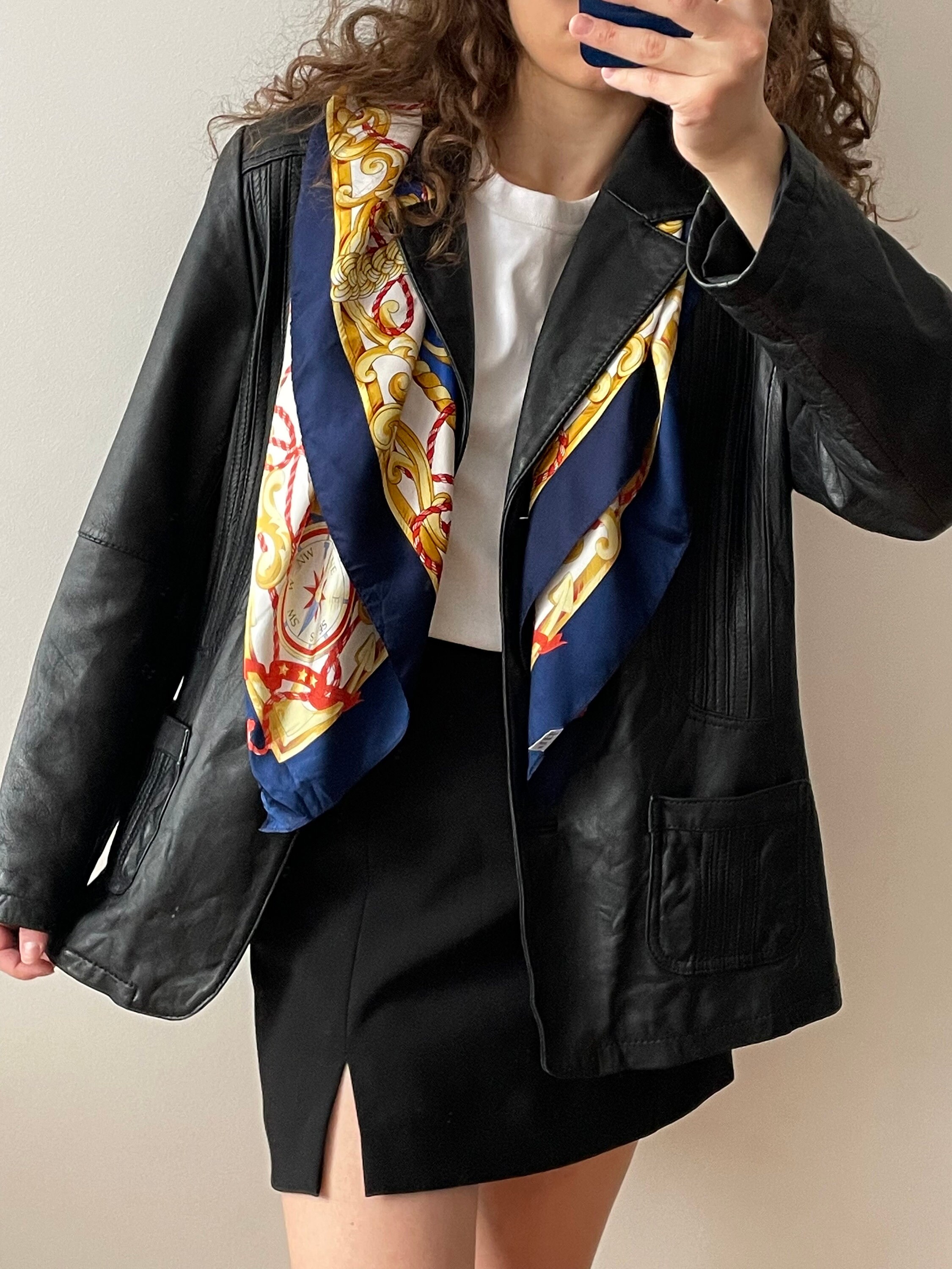 Vintage 90s Genuine Leather Blazer in Black - Etsy