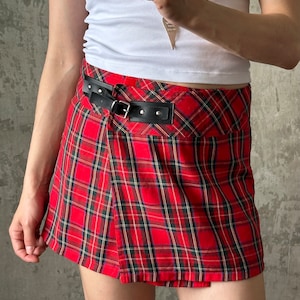 Vintage Y2k Plaid Pleated Skirt in Red - Etsy
