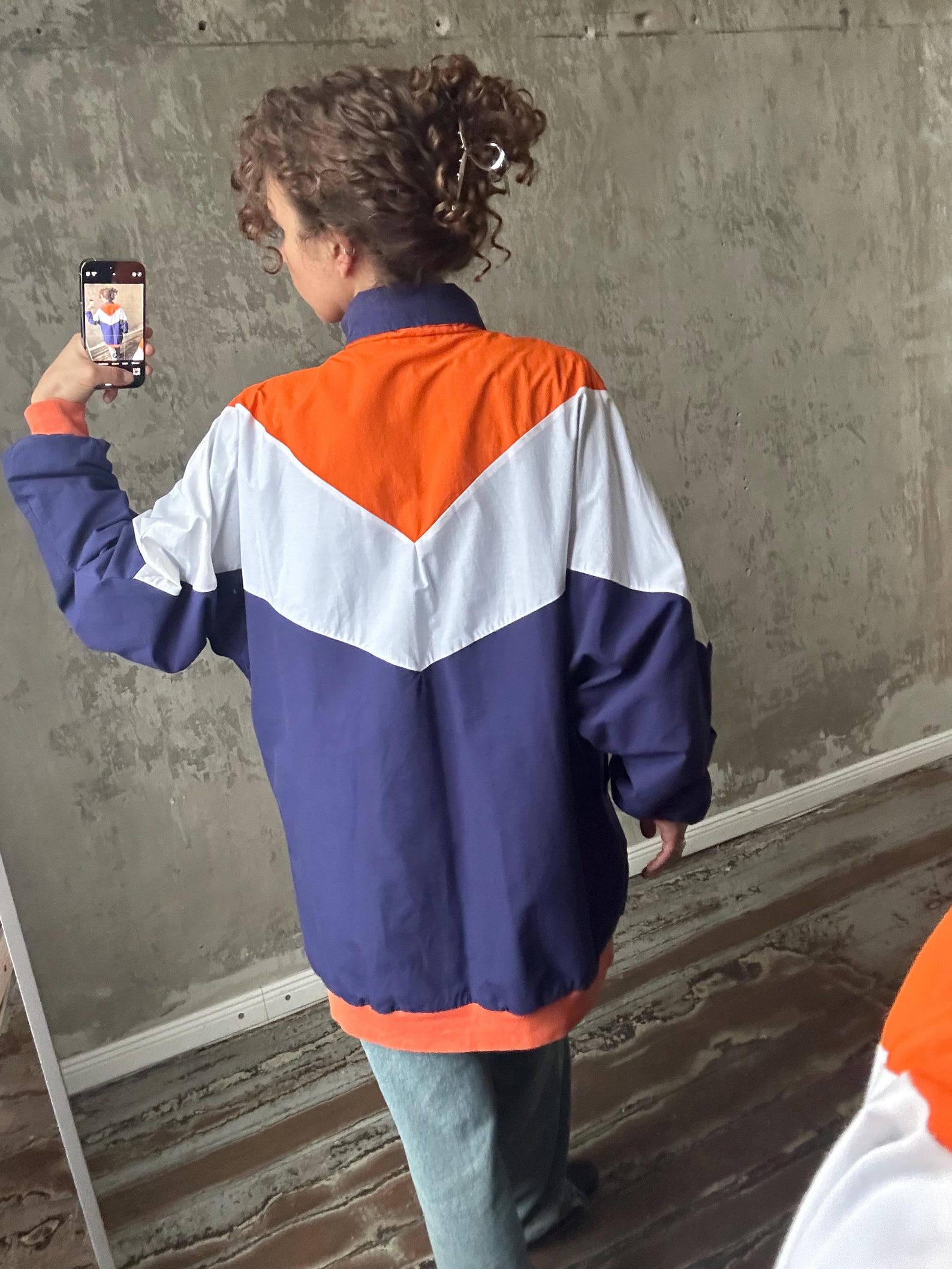 Vintage Oversized Tri-color Athletic Jacket in Blue-orange-white - Etsy