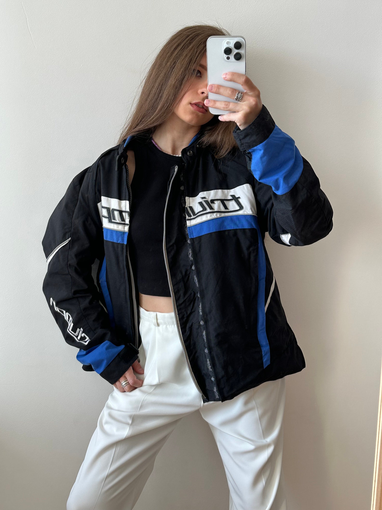 Vintage Y2k Motorcycle Jacket, Racing Jacket in Blue and Black - Etsy