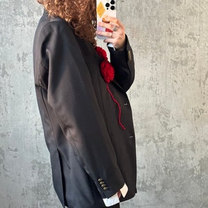 Customized Vintage Blazer in Black With Roses Decoration, Upcycled ...
