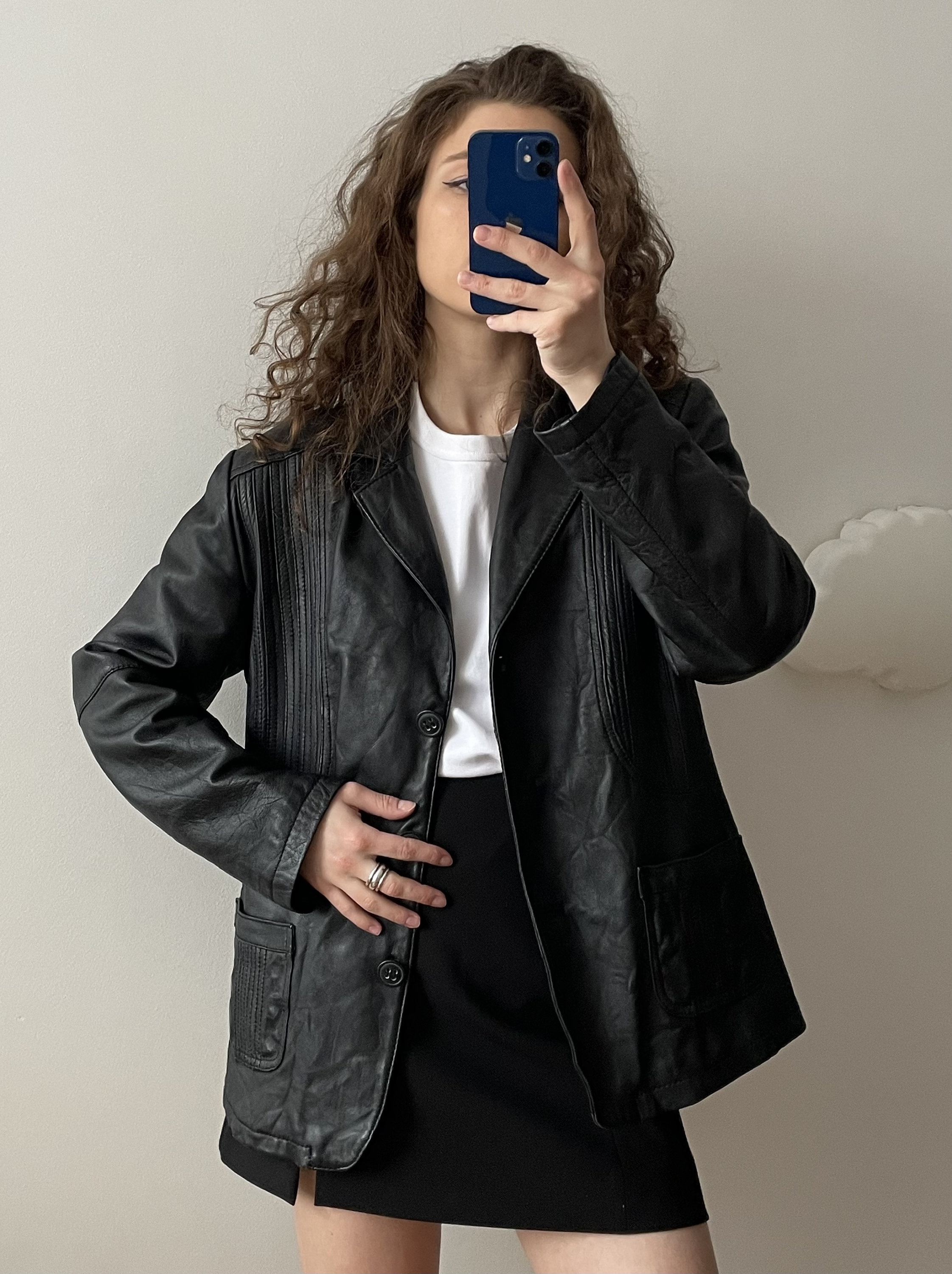 Vintage 90s Genuine Leather Blazer in Black - Etsy