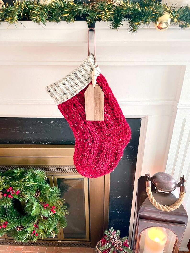 CROCHET PATTERN Classic Cabled Christmas Stocking || Cozy Textured ...