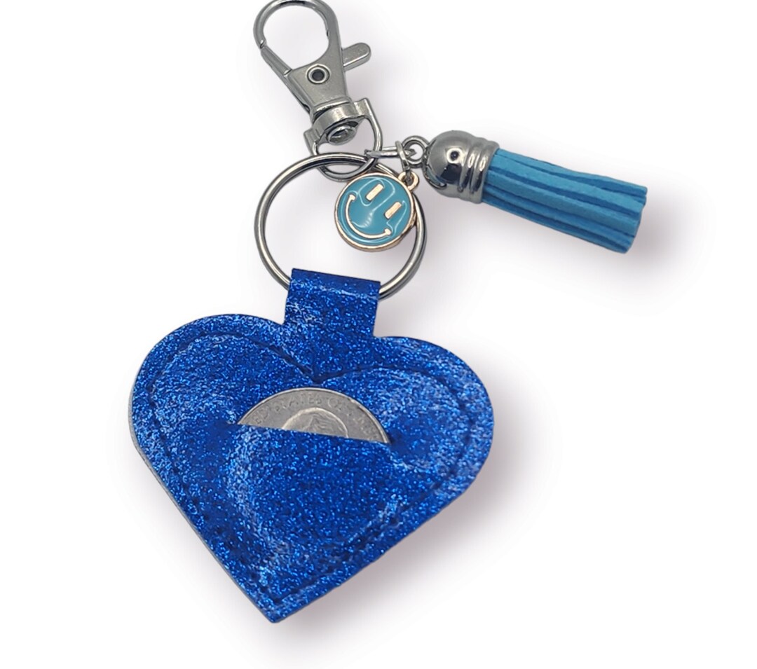 Blue Glitter Heart Aldi Quarter Holder Keeper - Etsy