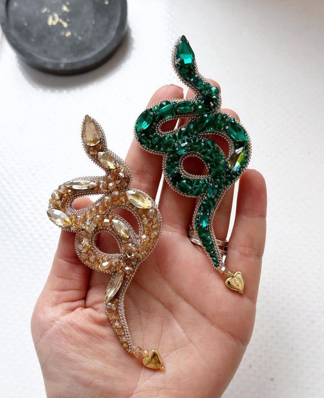Beaded Snake Brooch: Handmade Embroidered Jewelry, Symbol of 2025 - Etsy