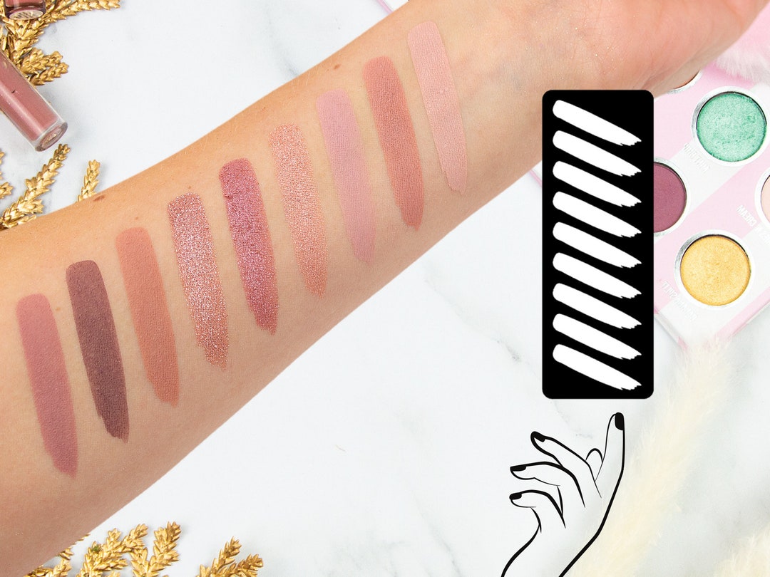Brush Stroke Makeup Swatch Stencil, Beginner Eyeshadow Swatch Sticker ...