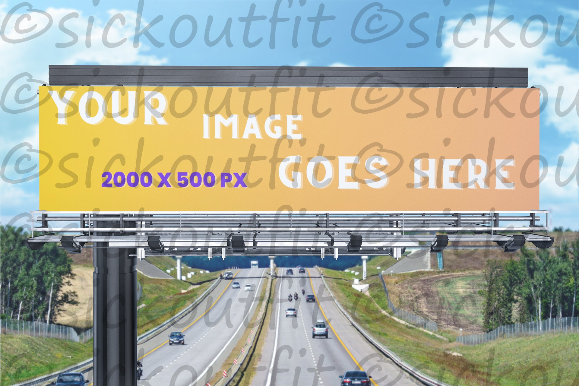 Mockup of a Billboard Placed Over a Highway | Freeway Mockup Sign ...