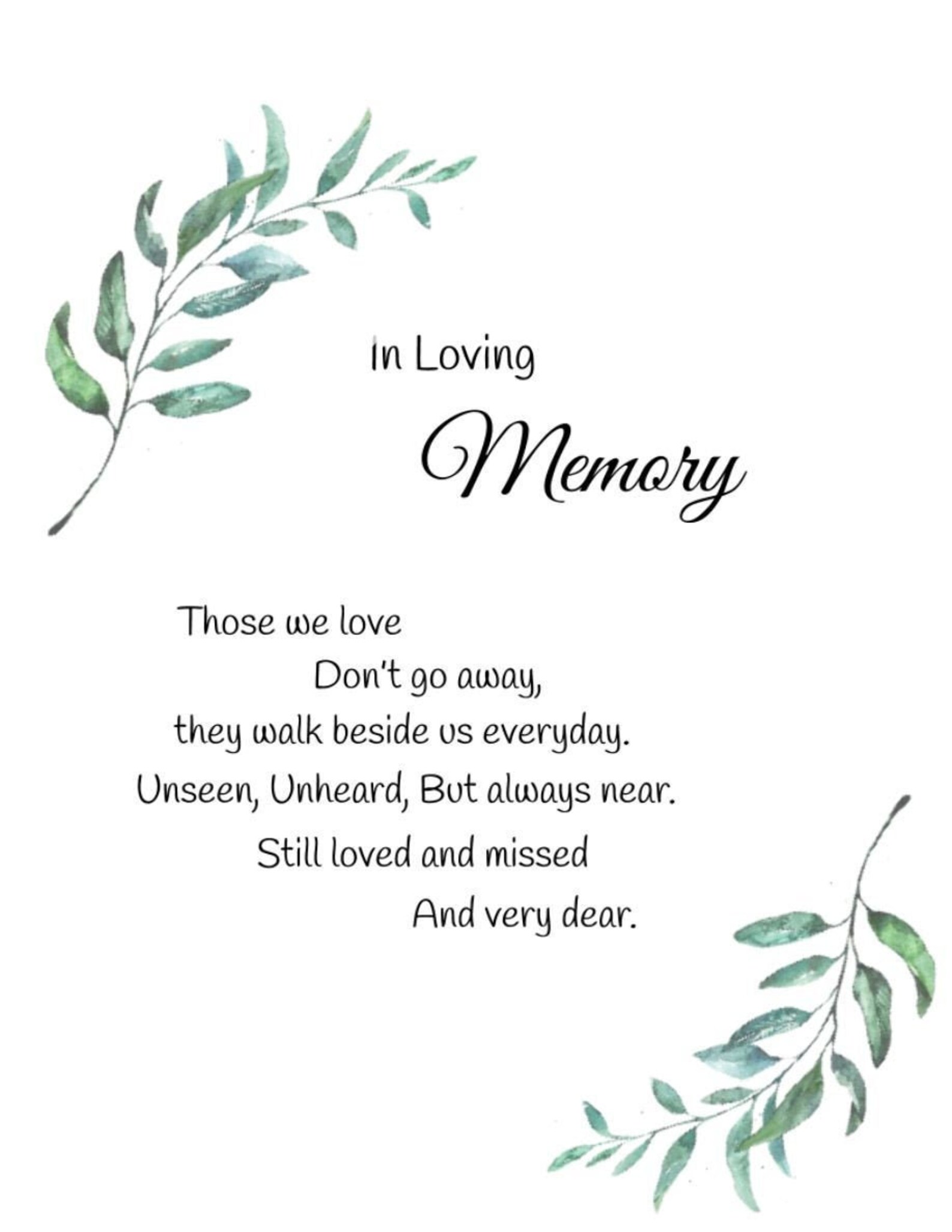 In Loving Memory | Memorial Table | Wedding| Funerals| Digital Download ...