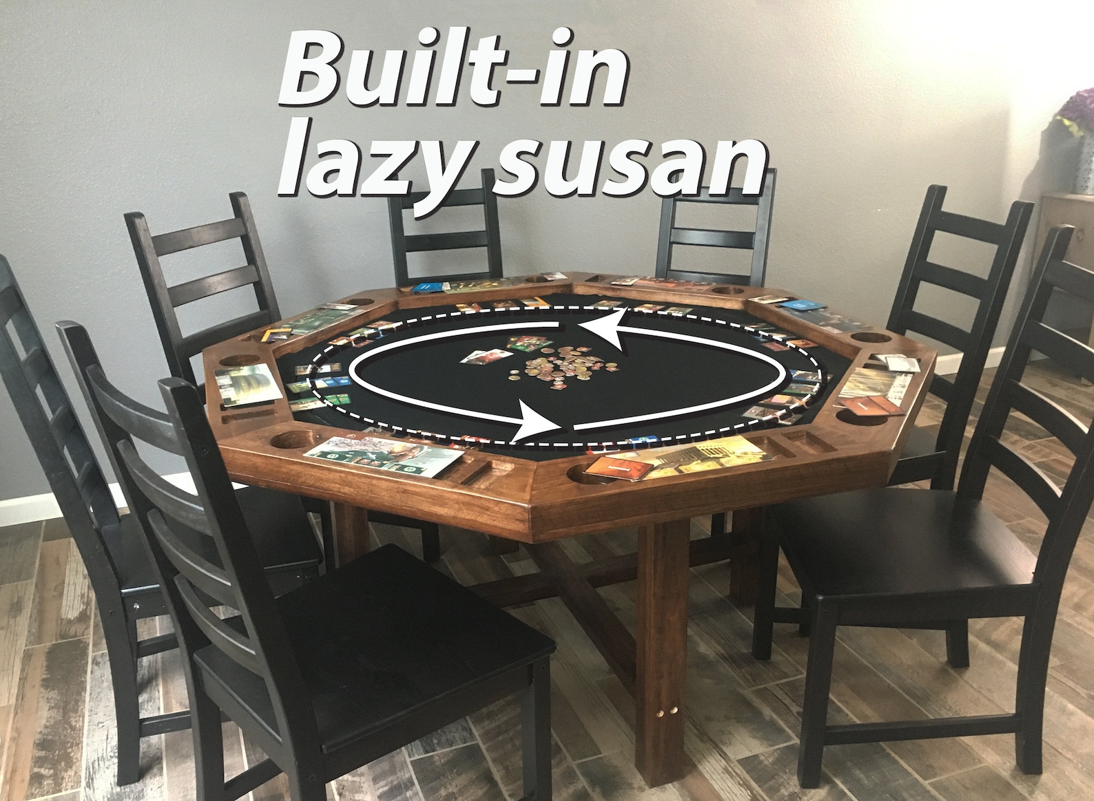 Spinning Center Board Game Table and Poker Table Game Table | Etsy