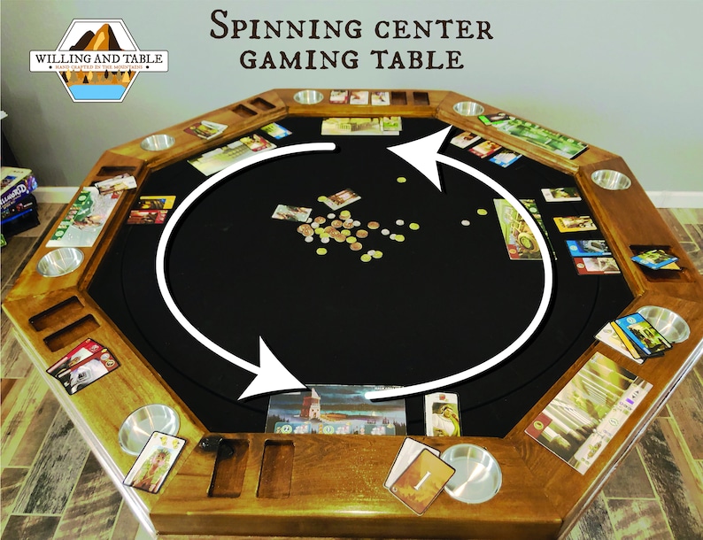 Spinning Center Board Game Table and Poker Table | Game Table With Top ...