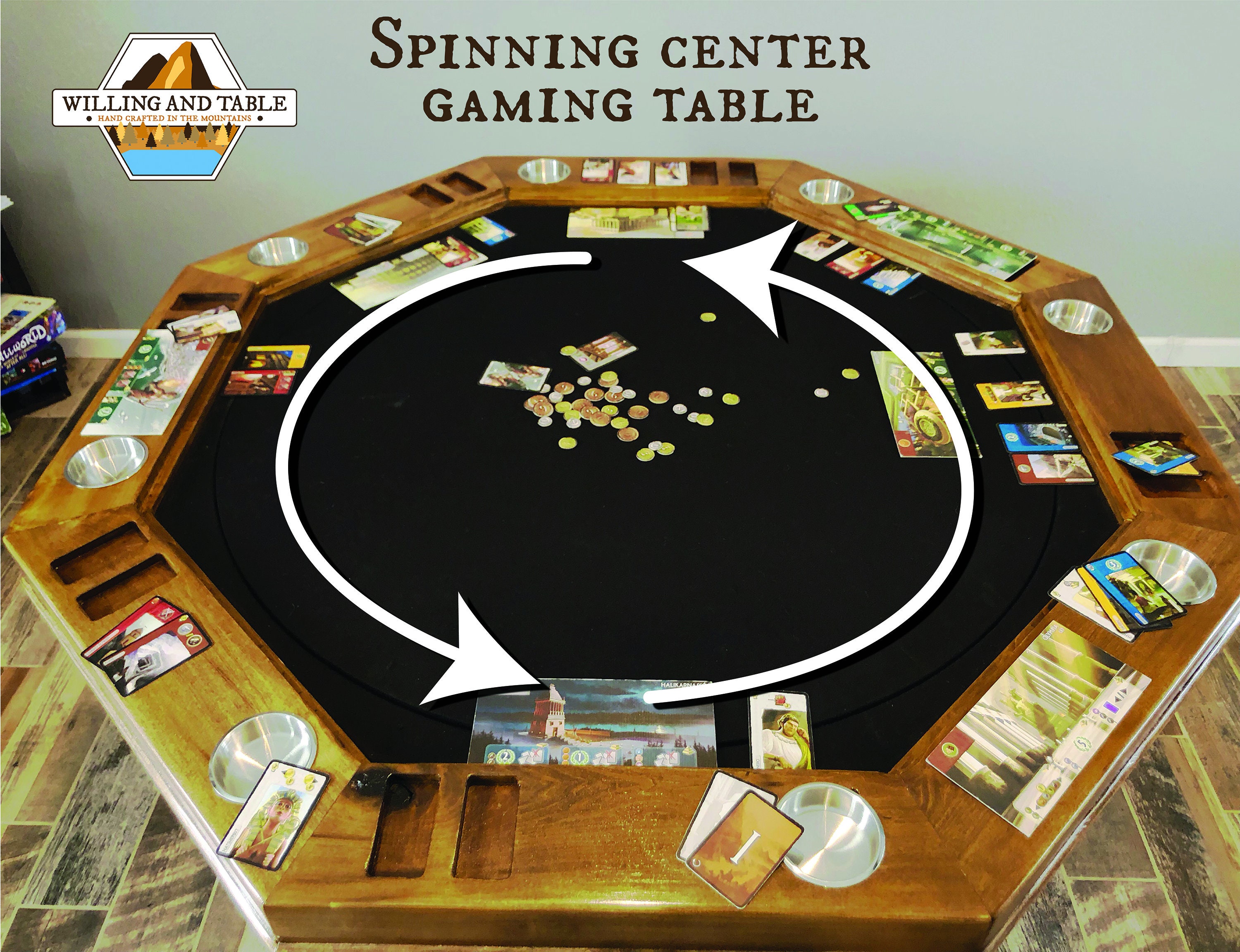 Spinning Center Board Game Table and Poker Table Game Table - Etsy ...