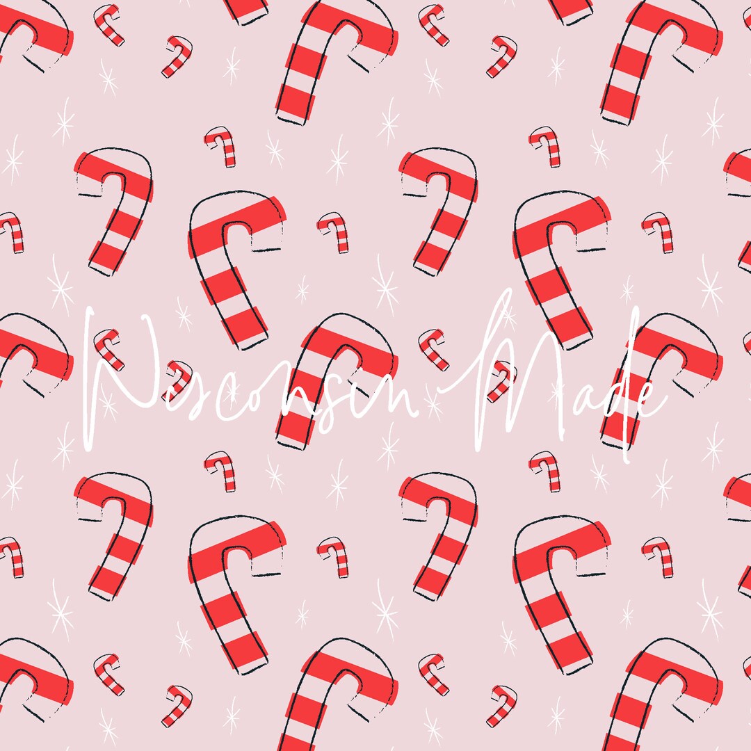 Candy Canes - Pink // Seamless File - Etsy
