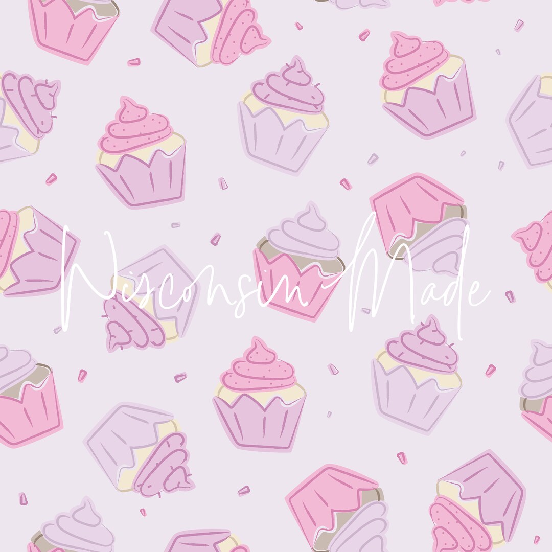 Pink & Purple Cupcakes // Purple Background // Seamless File - Etsy